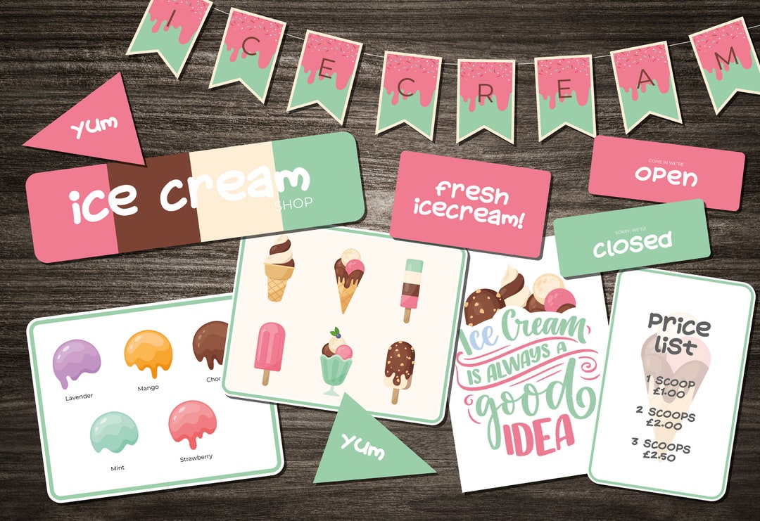 Ice Cream Shop Role Play Parlour - Digital Download - Kindergarten EYFS ...