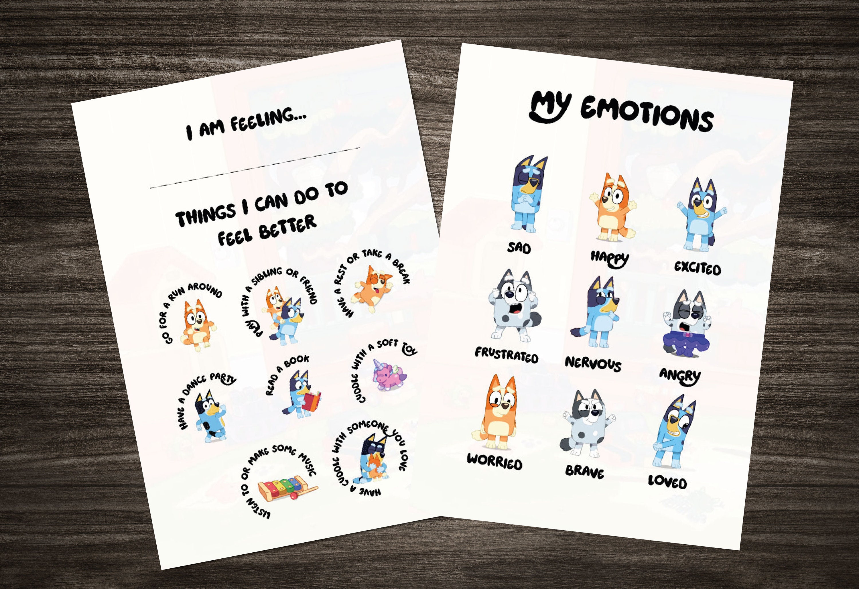 Bluey Emotions Learning Posters and Flash Cards My Emotions Instant ...
