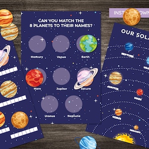 Space Planets Activity Sheets - Solar System Learning - Matching ...