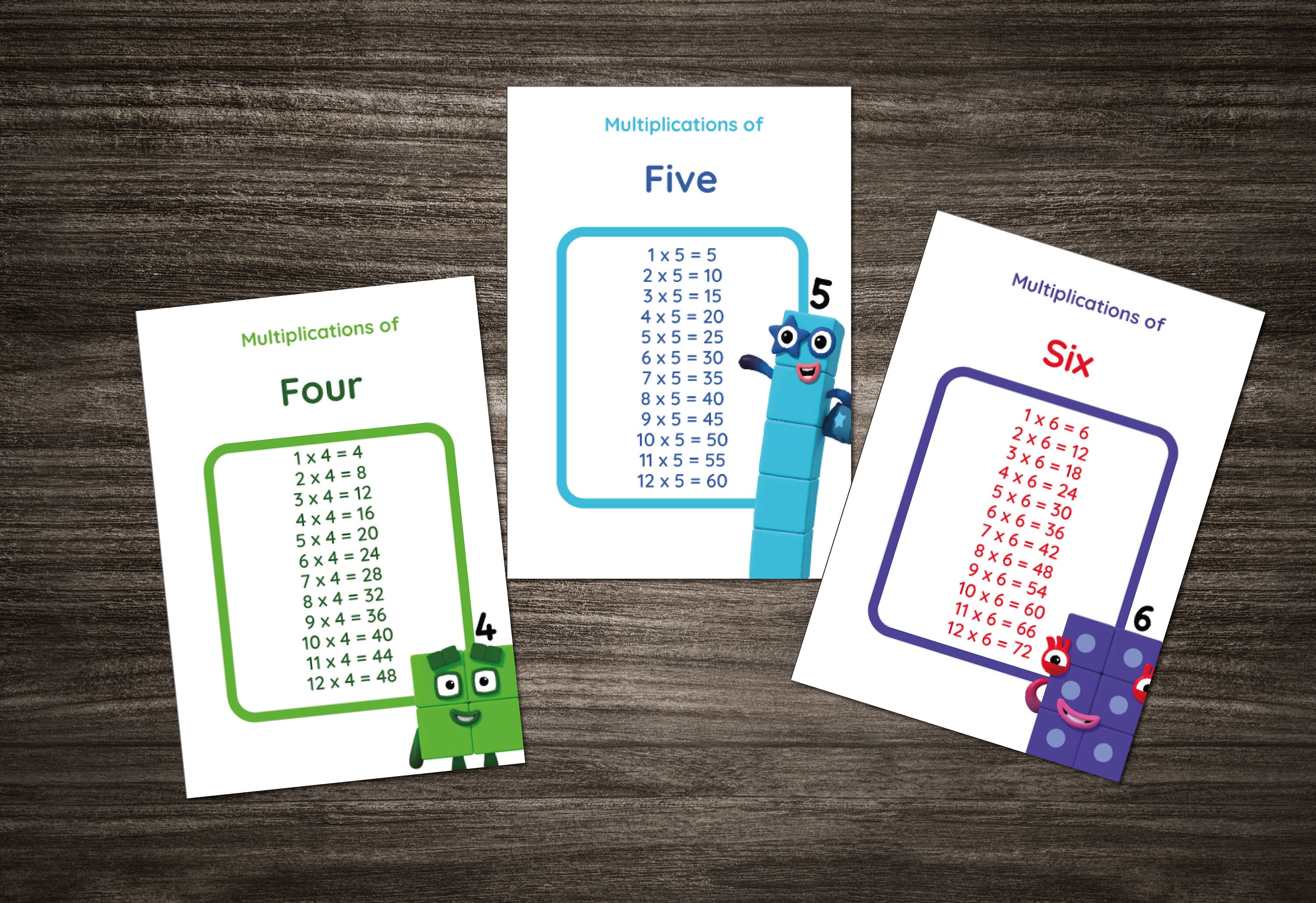 Numberblocks Multiplications Times Tables Flash Cards for Kids Instant ...