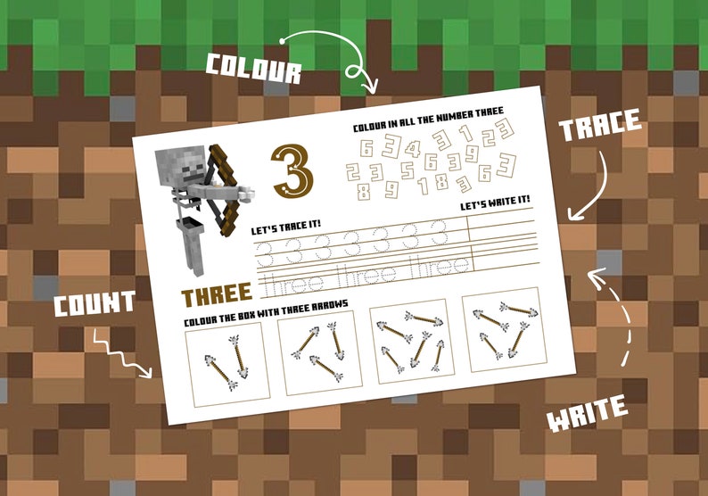 Minecraft Counting Activity Sheet Instant Digital Download Learning ...