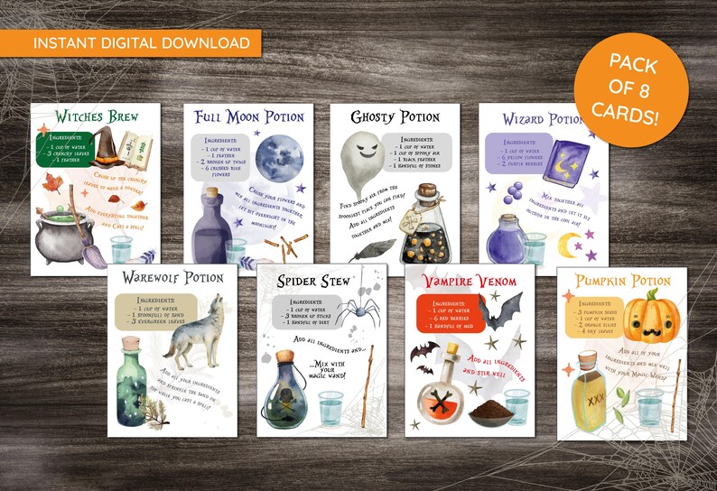 Halloween Mud Kitchen Potion Recipes Flashcards (digital Download) - Etsy