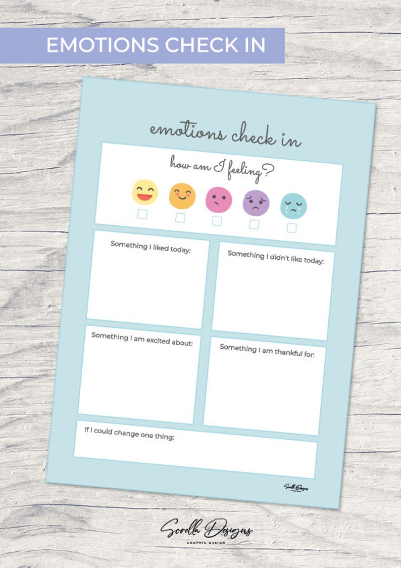Emotions Feelings Check in Printable Sheet for Kids Kids Mental Health ...