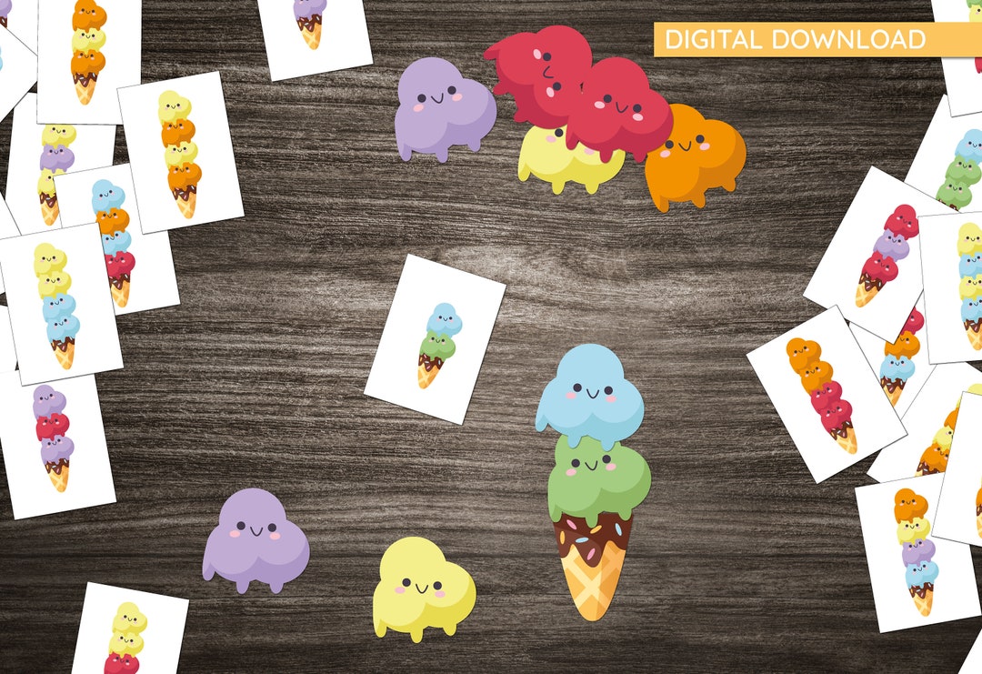 Ice Cream Pattern Match Flash Cards - Mindfulness, Sequencing, Fine ...