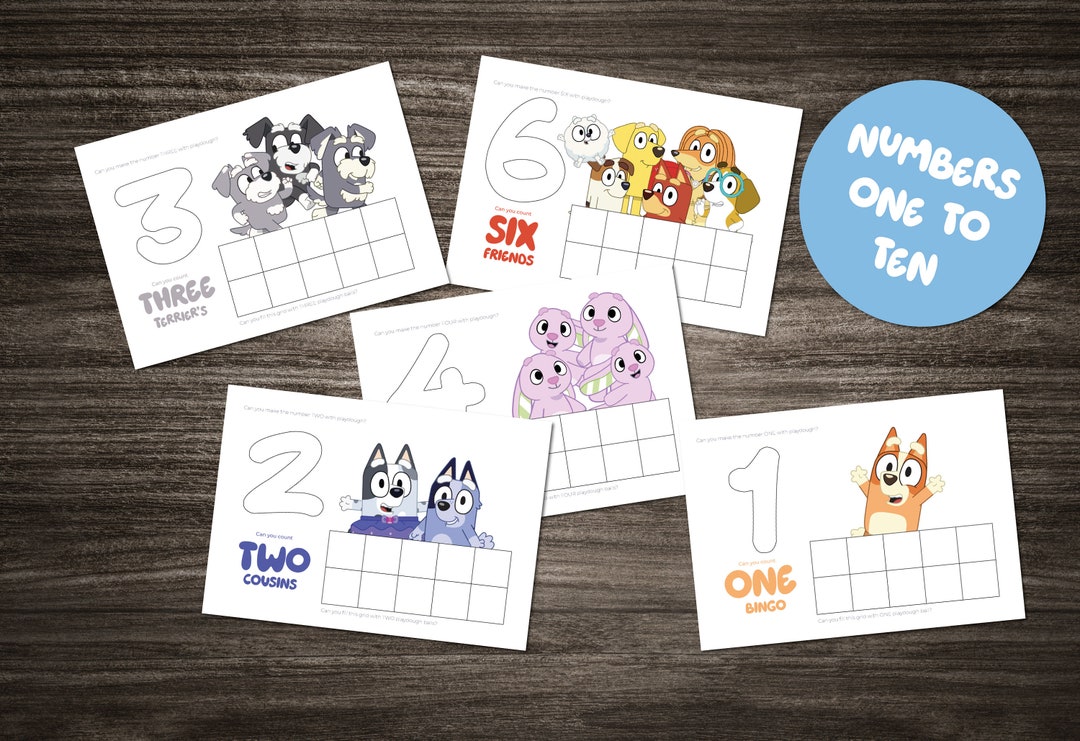 Bluey Counting Number Learning Play Dough Sheets Pack Instant Digital ...