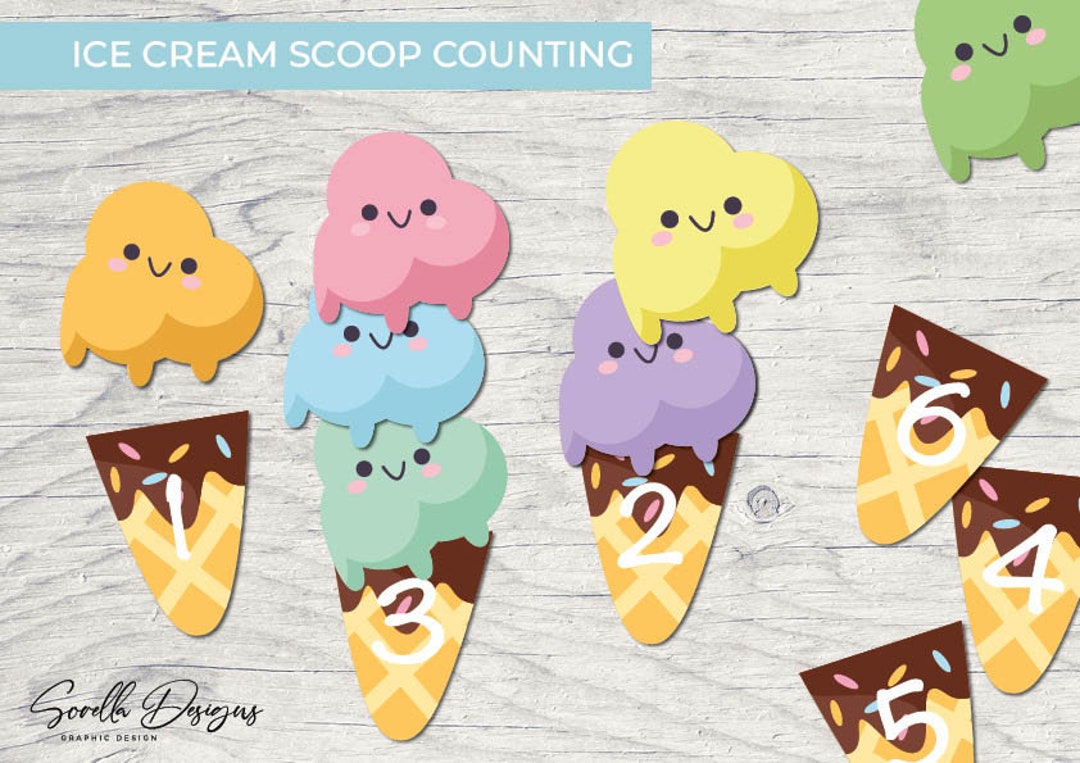 Ice Cream Scoop Counting Number Match Printable - Instant Digital ...