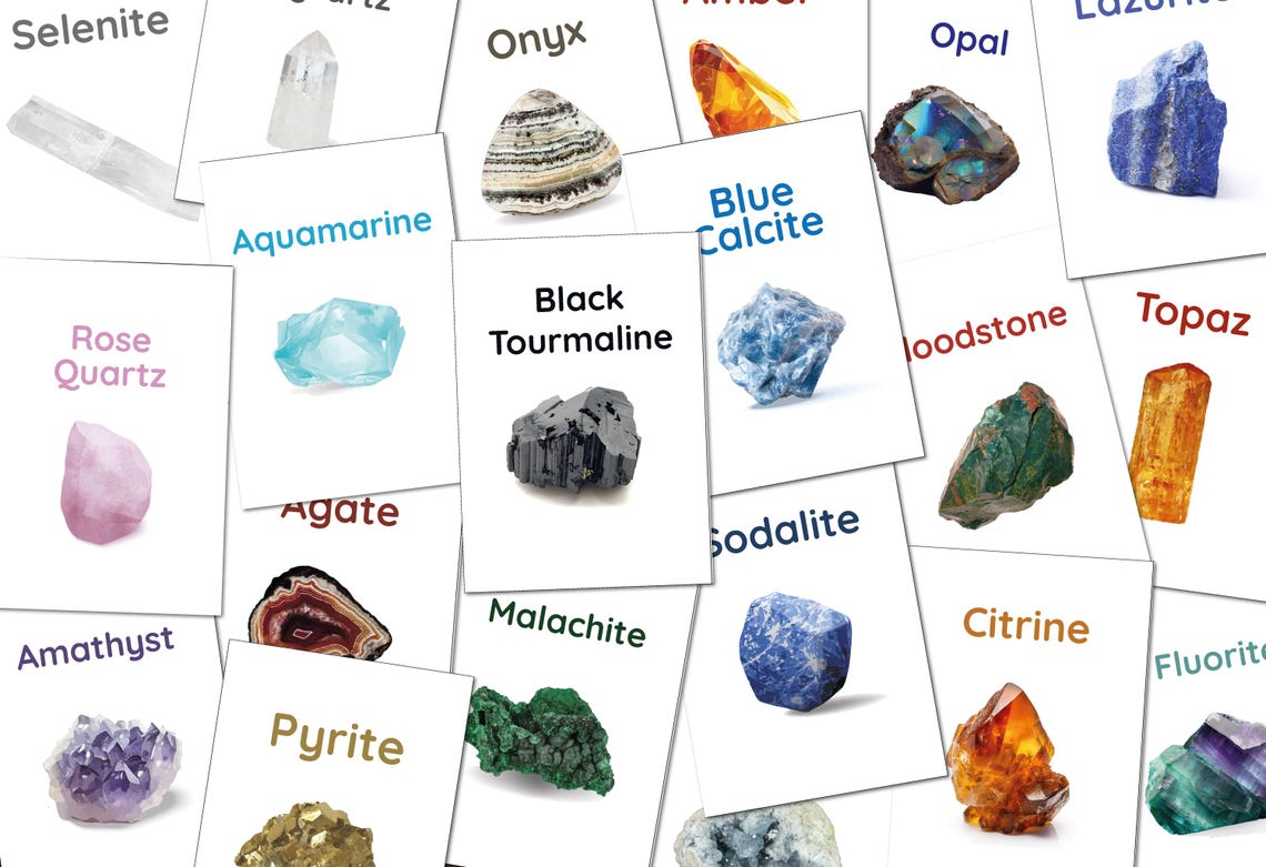 Crystal & Mineral Fact Flash Cards: Geology Educational Tool (digital ...