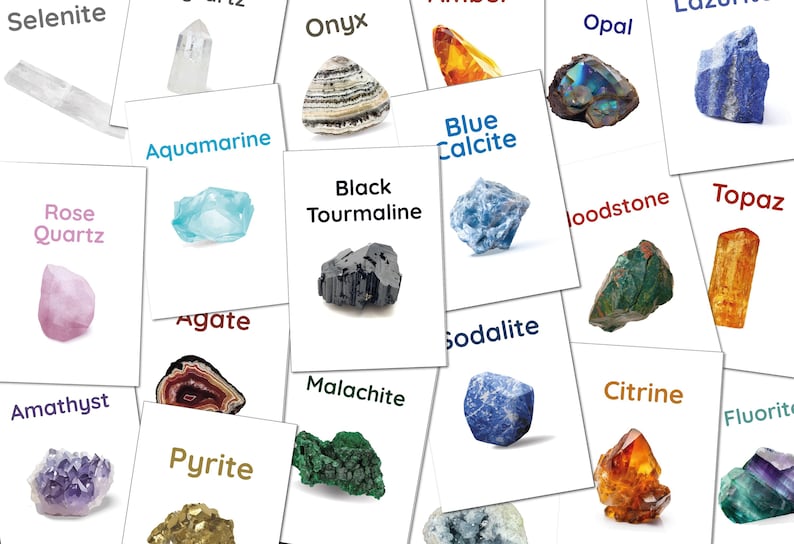 Crystal & Mineral Fact Flash Cards: Geology Educational Tool (digital ...