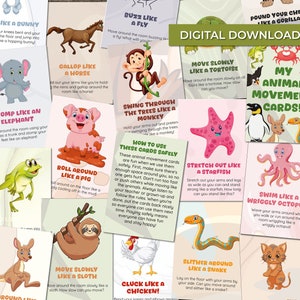 Animal Movement Flash Cards: Kids Exercise Game (digital Download) - Etsy