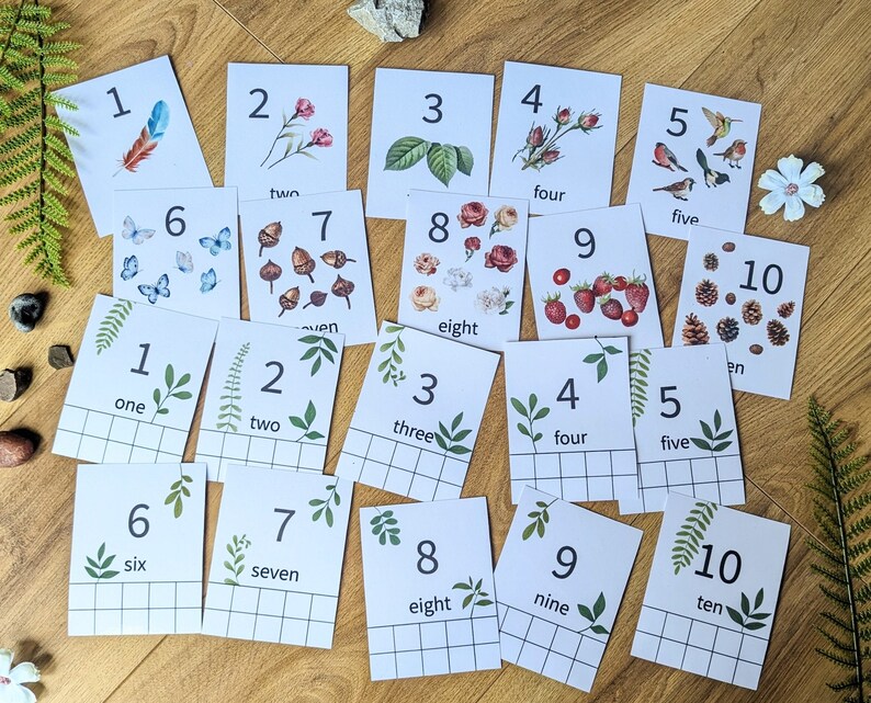 1-10 Nature Counting Activity Flash Cards & Poster - Educational Tool ...