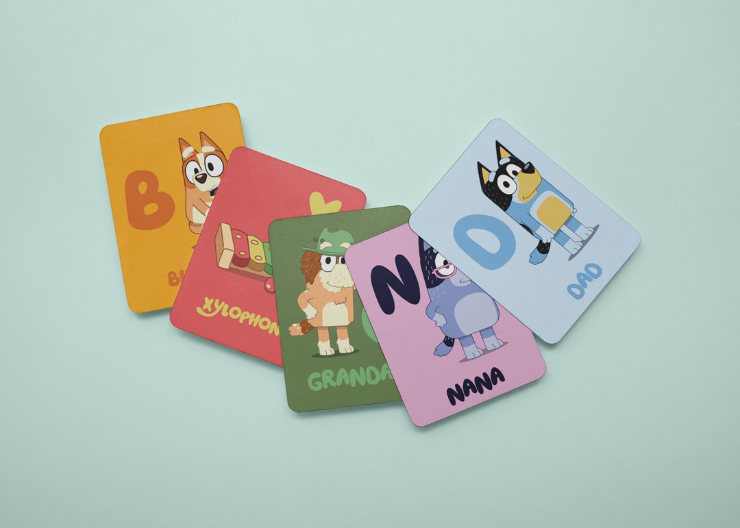 Kids Printable Bluey Flash Alphabet Learning Cards Educational Tool ...