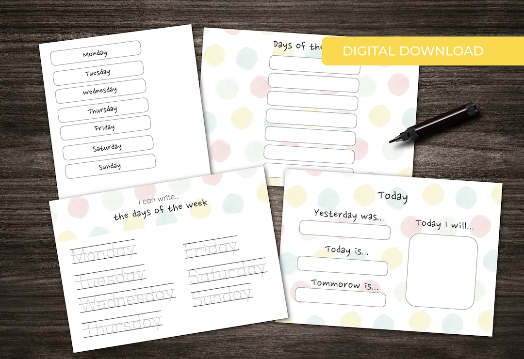 Days of the Week Learning Activity Set Pack - Educational Tool ...