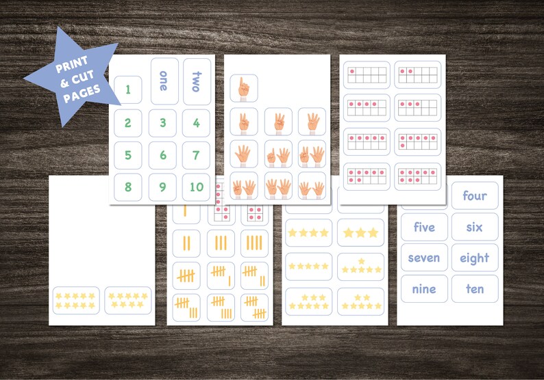 Number Match Activity Sheet: Educational Counting Printable (digital ...