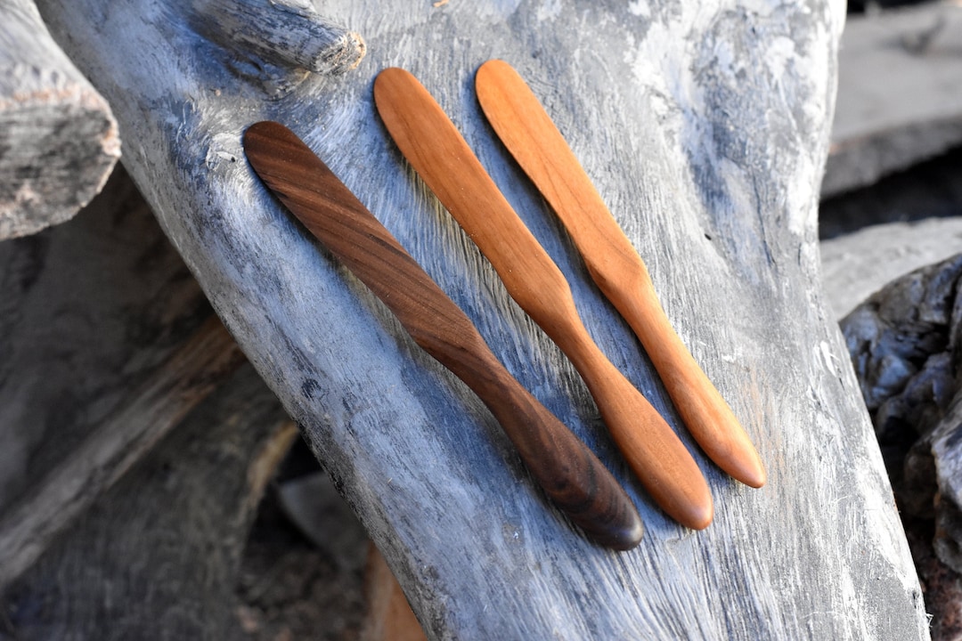 Butter Knife & Spreader, Walnut, Pear, Cherry Wood, Unique Spreader ...