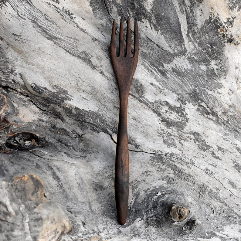Unique Wooden Fork, Walnut Wood, Unique Kitchenware, Handcrafted and ...