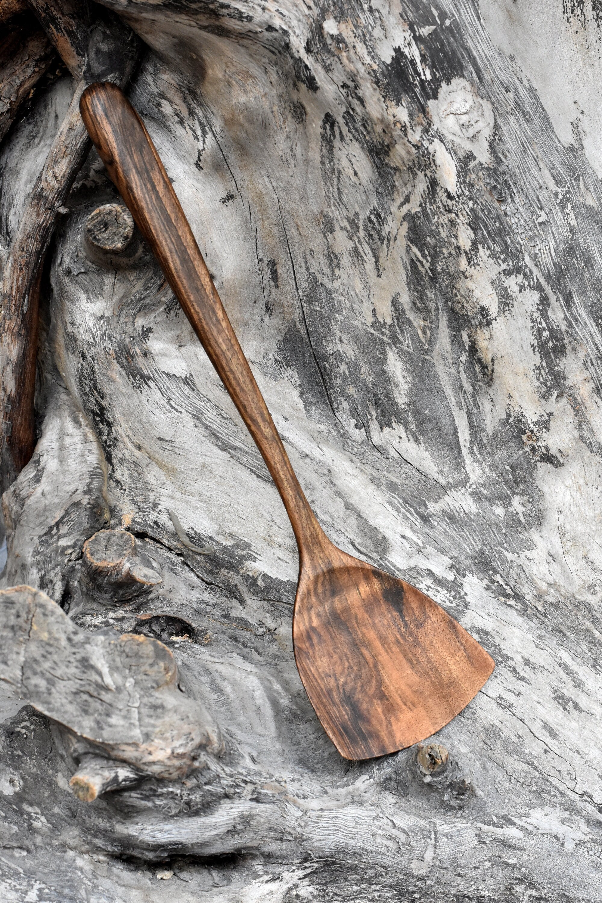 Wooden Wok Tool Unique Serving Spoon Wooden Spatula Walnut - Etsy