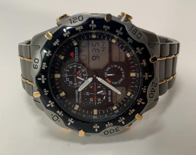 Citizen Promaster Navihawk Titanium Gold Chronograph World Time Watch ...