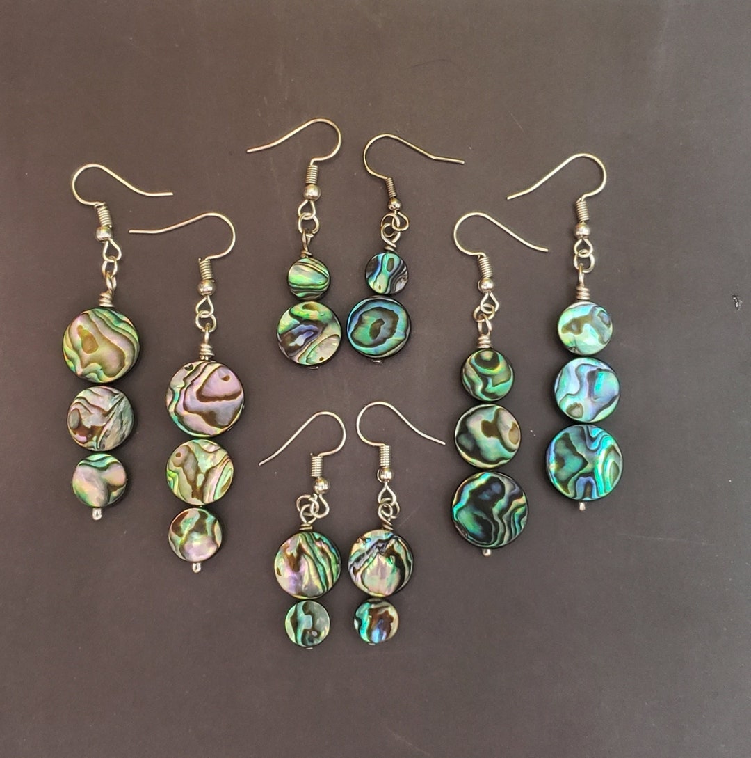 Abalone Shell Earrings Shiny Natural Blue & Green Abalone - Etsy