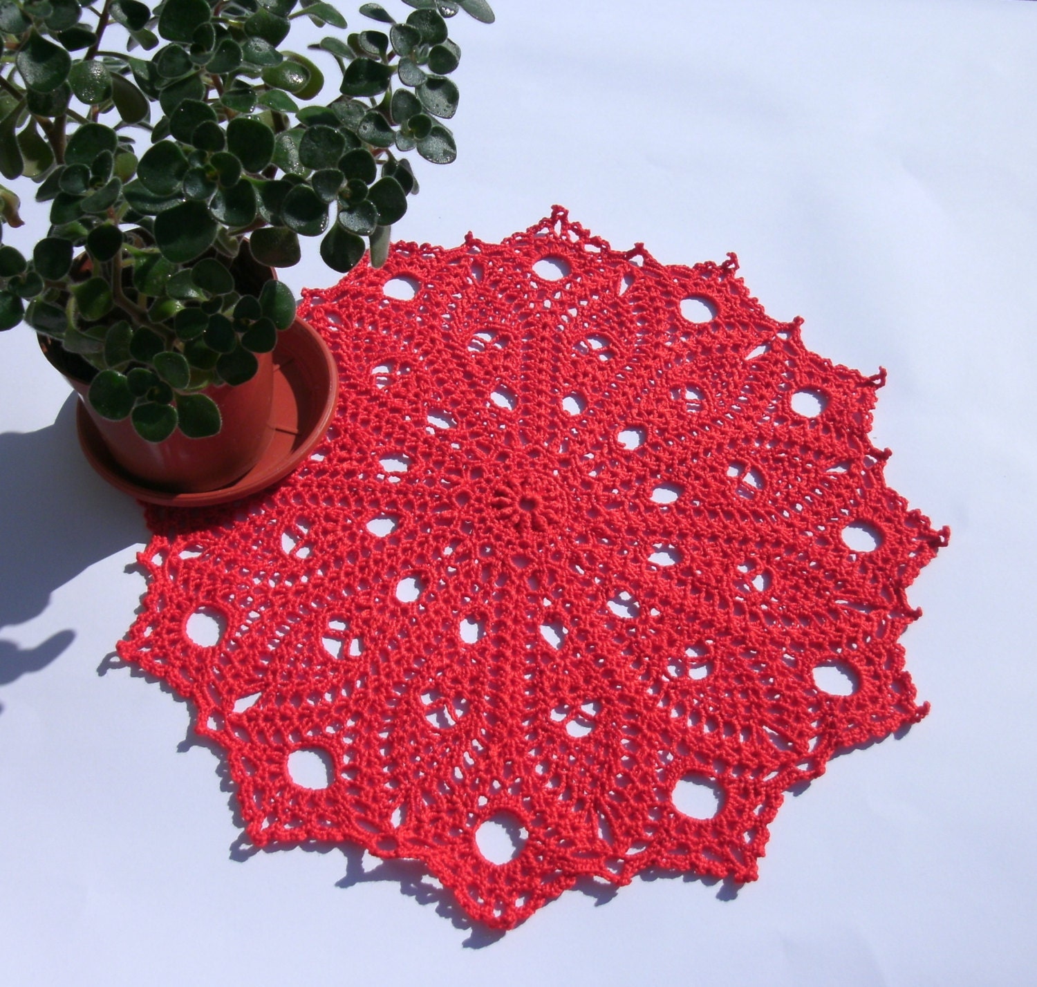 Red Lace Doily 12 Inches Round Crochet Doily Coffee Table - Etsy