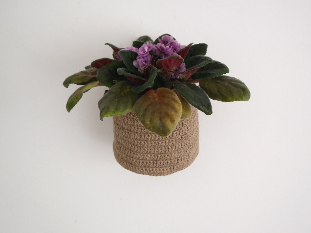 Jute Plant Hanger, Crochet Wall Basket, Rustic Cabin Decor - Etsy