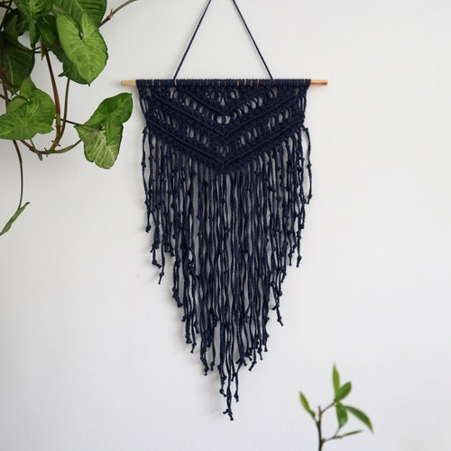 Navy Macrame Wall Hanging Blue Home Decor - Etsy