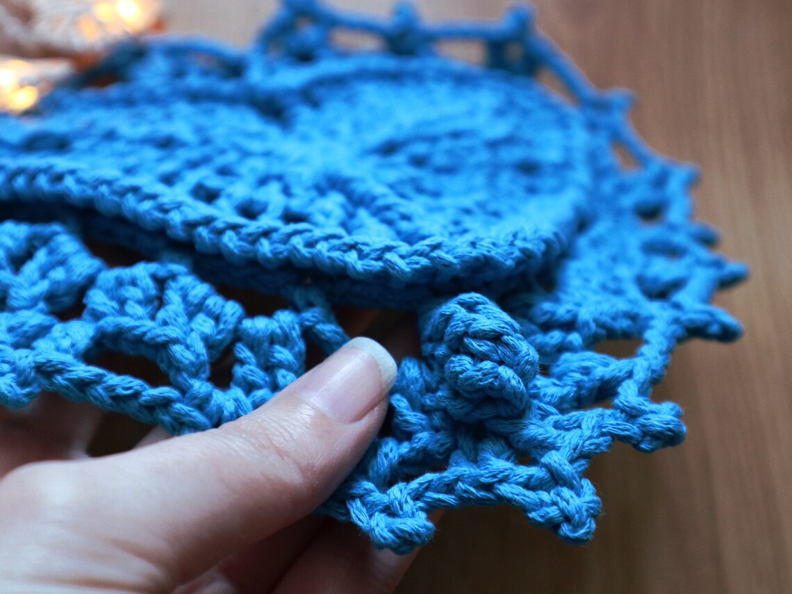 Heart-shaped Centerpiece, Blue Heart Doily, Chunky Coffee Table Decor ...