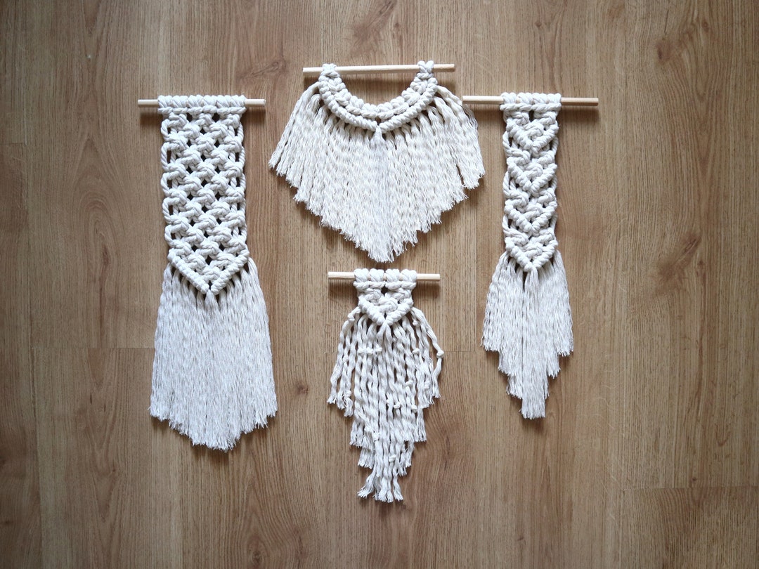 Set of 4 Small Macrame Wall Hangings Gift for Grandkids - Etsy