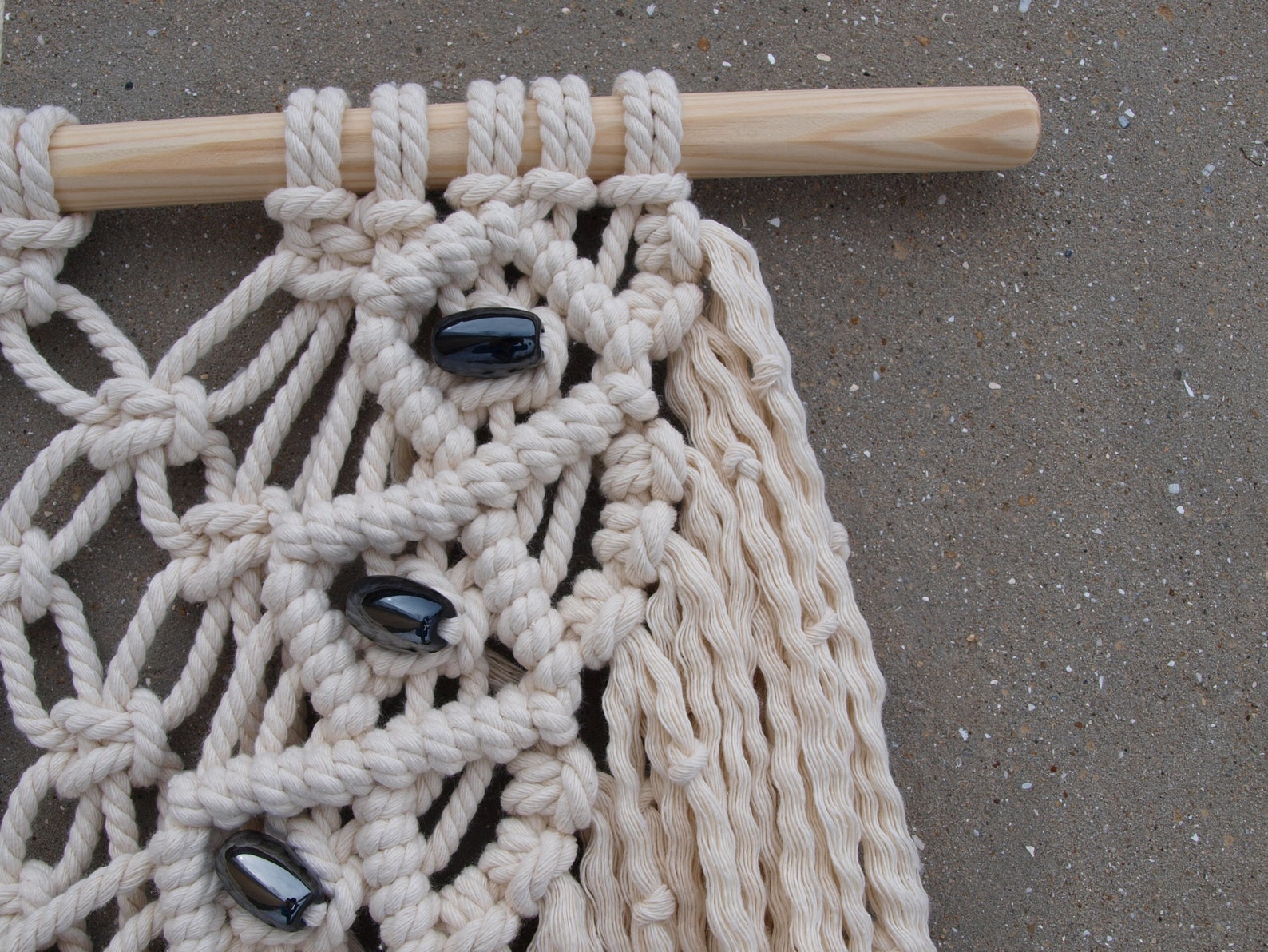 Macrame Wall Hanging With Beads 19 X 26 Bohemian | Etsy