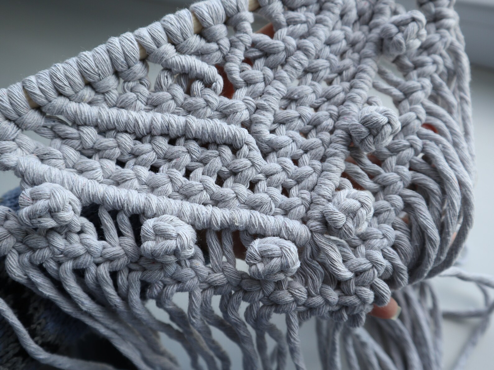 Grey Macrame Wall Hanging 13 X 27 Bohemian Wall - Etsy