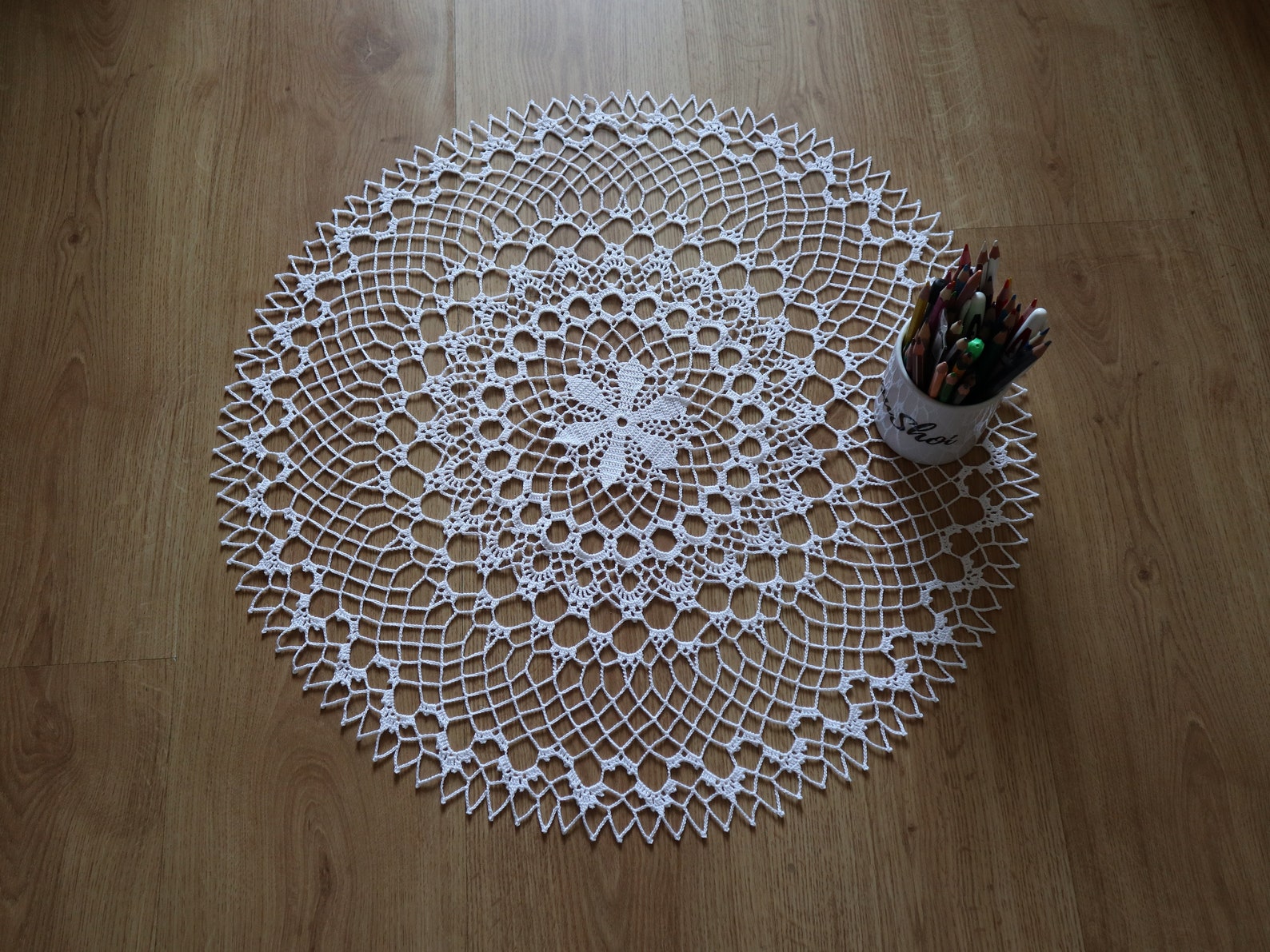 23 Round Table Topper Large Crochet Doily White Lace - Etsy