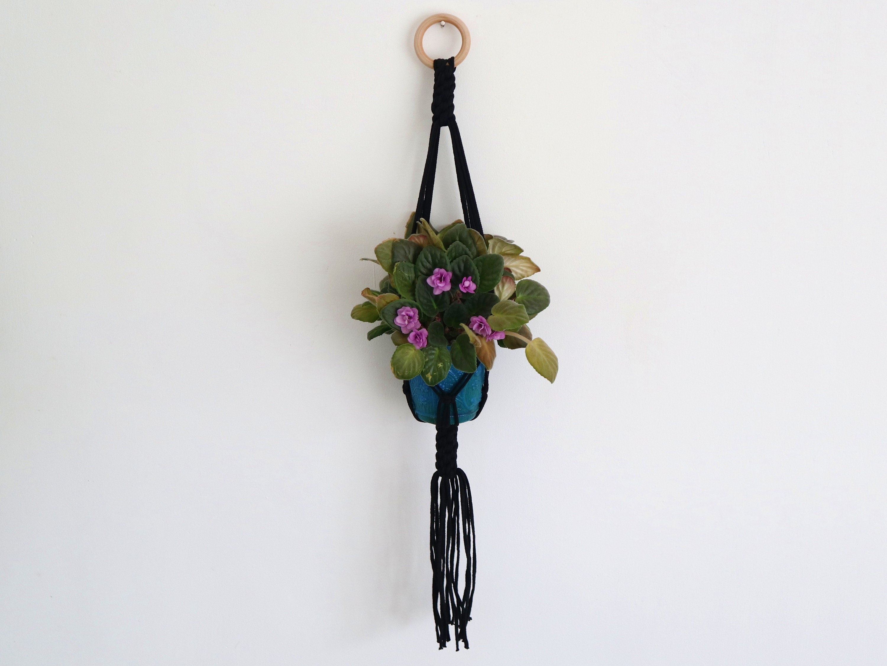 Black Macrame Plant Hanger Indoor Plant Accessories Plant - Etsy