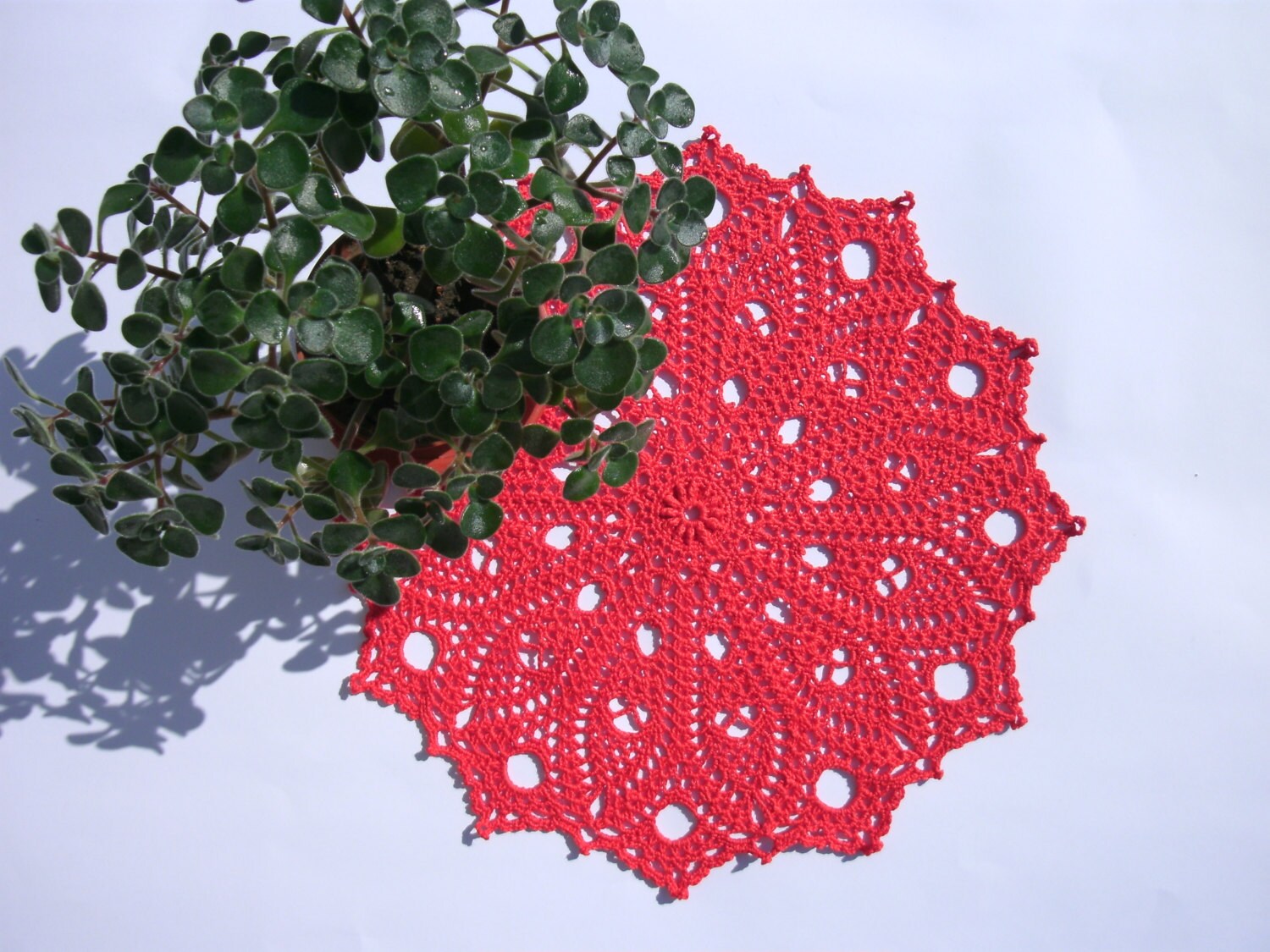 Red Lace Doily 12 Inches Round Crochet Doily Coffee Table - Etsy