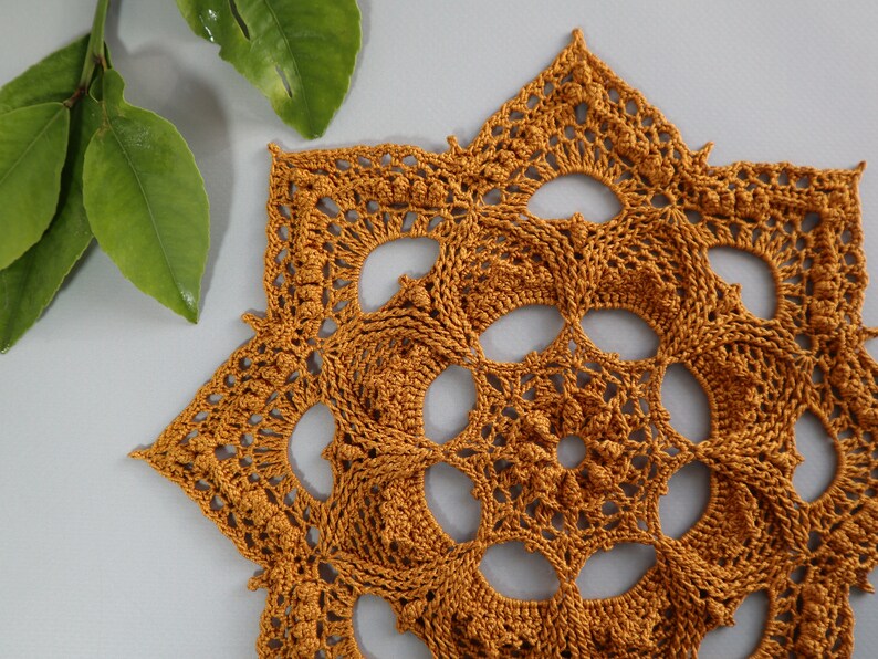 Golden Crochet Doily, Small Table Decor - Etsy