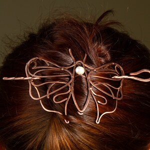 Copper Butterfly Hair Stick, Fairycore Bridal Hair Pin, Wire Wrapped ...