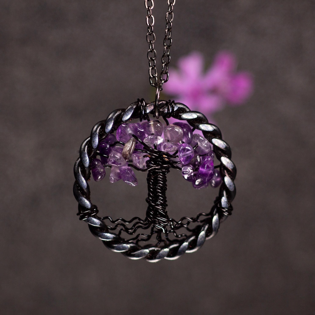 Hand Forged Iron Amethyst Necklace - 6th Anniversary Jewelry - Etsy