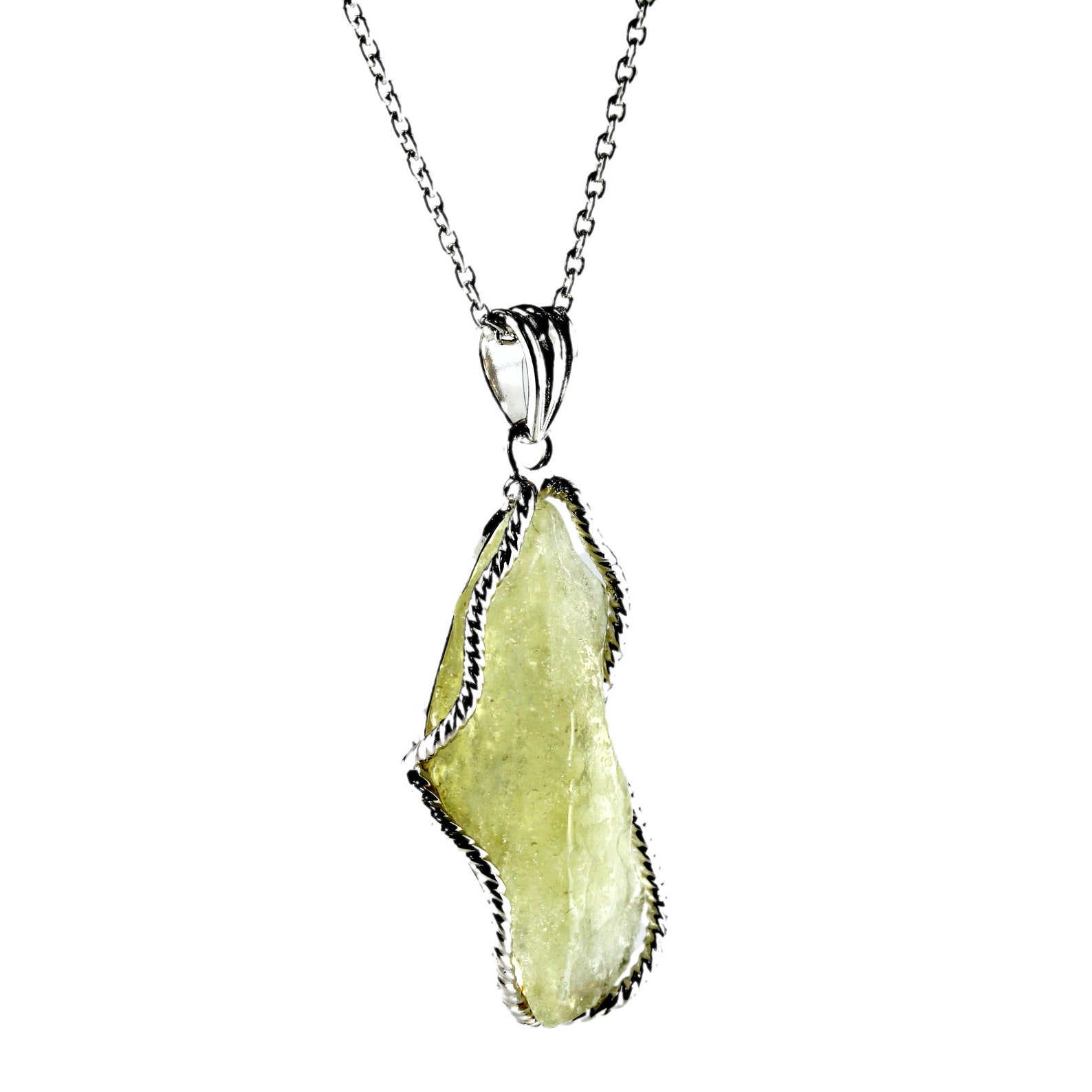 Libyan Desert Glass silver necklace / Meteorite /Sterling Silver ...