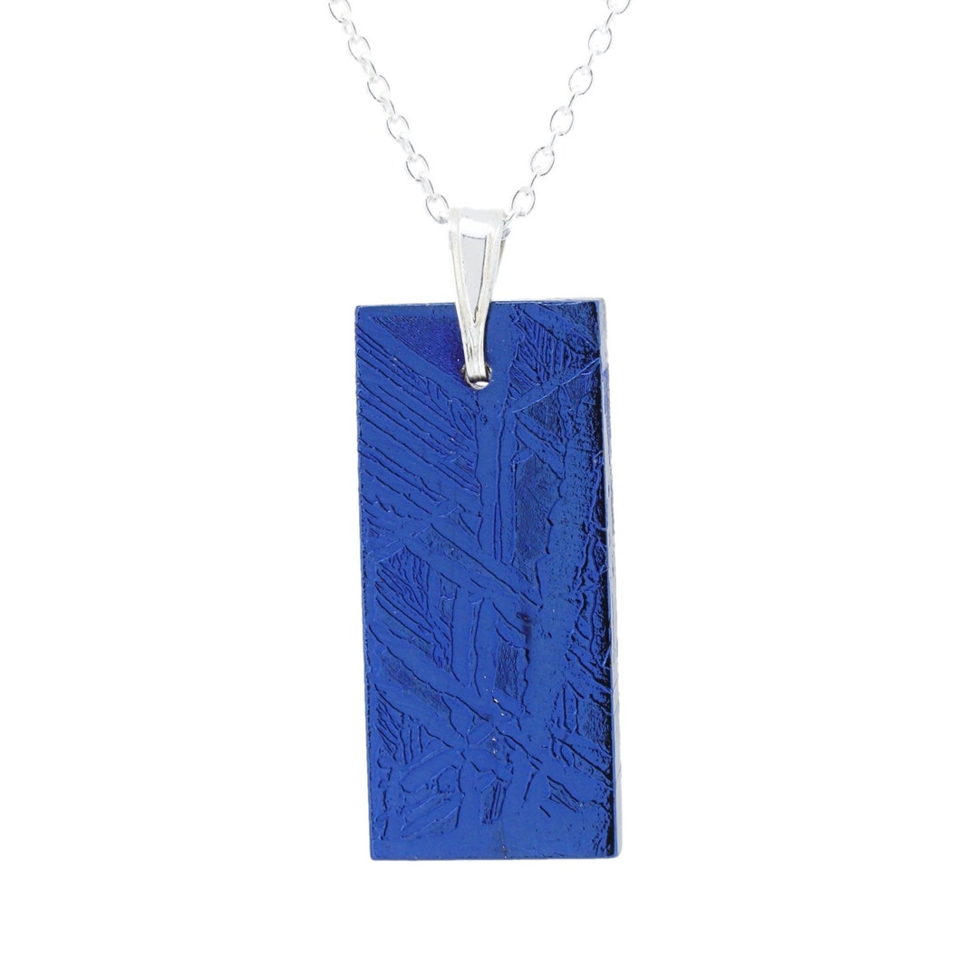 Altai Blue Meteorite Silver Necklace / Iron Meteorite Pendant ...