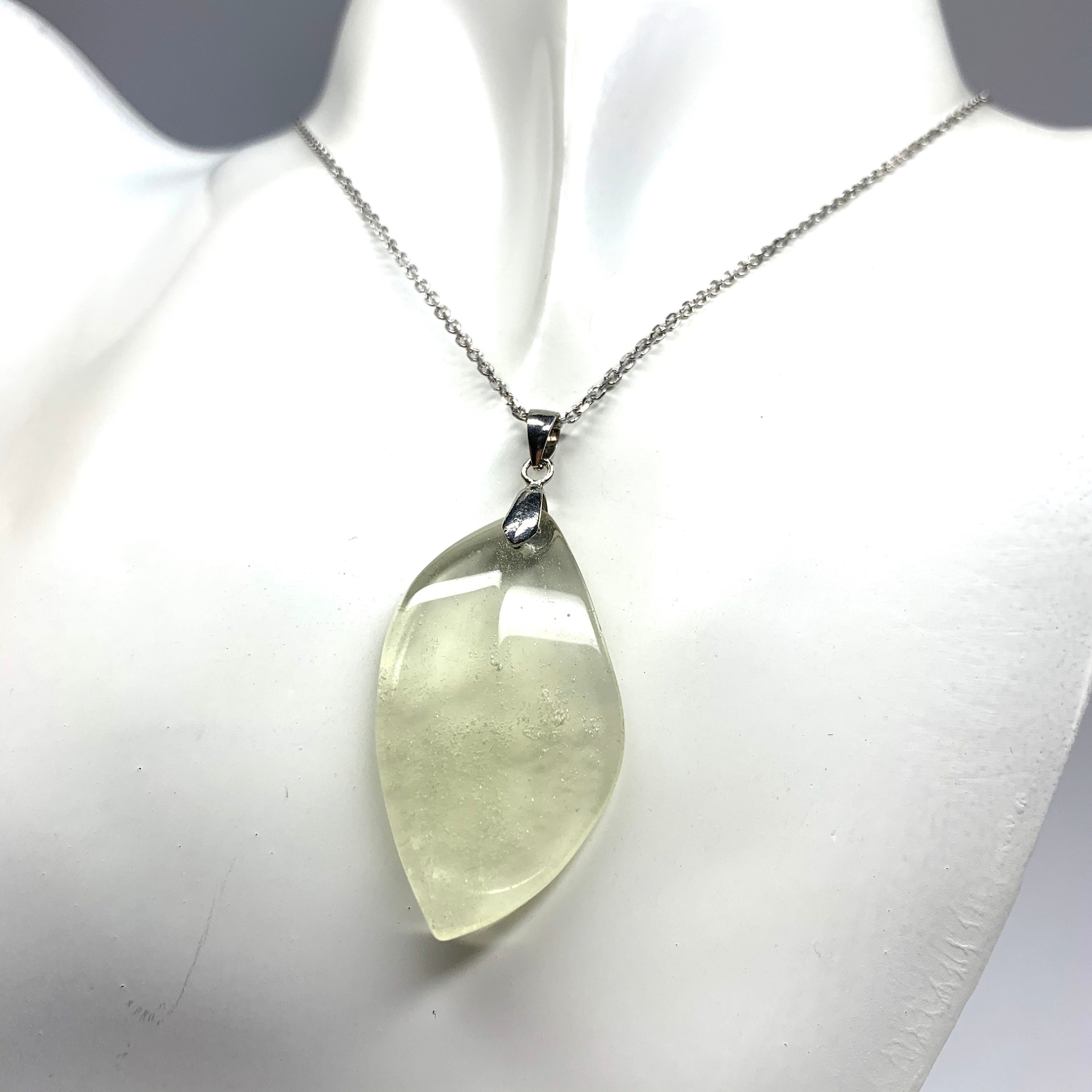 Libyan Desert Glass Silver Necklace / Sterling Silver / | Etsy