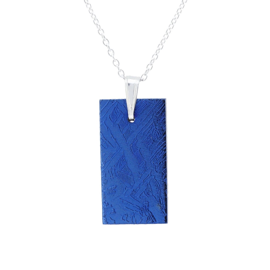 Altai Blue Meteorite Silver Necklace / Iron Meteorite Pendant ...