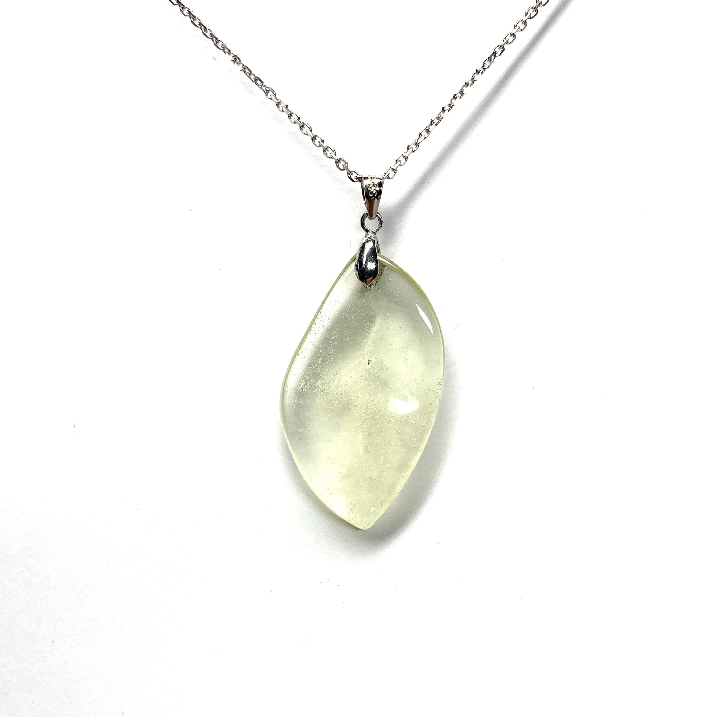 Libyan Desert Glass Silver Necklace / Sterling Silver / | Etsy