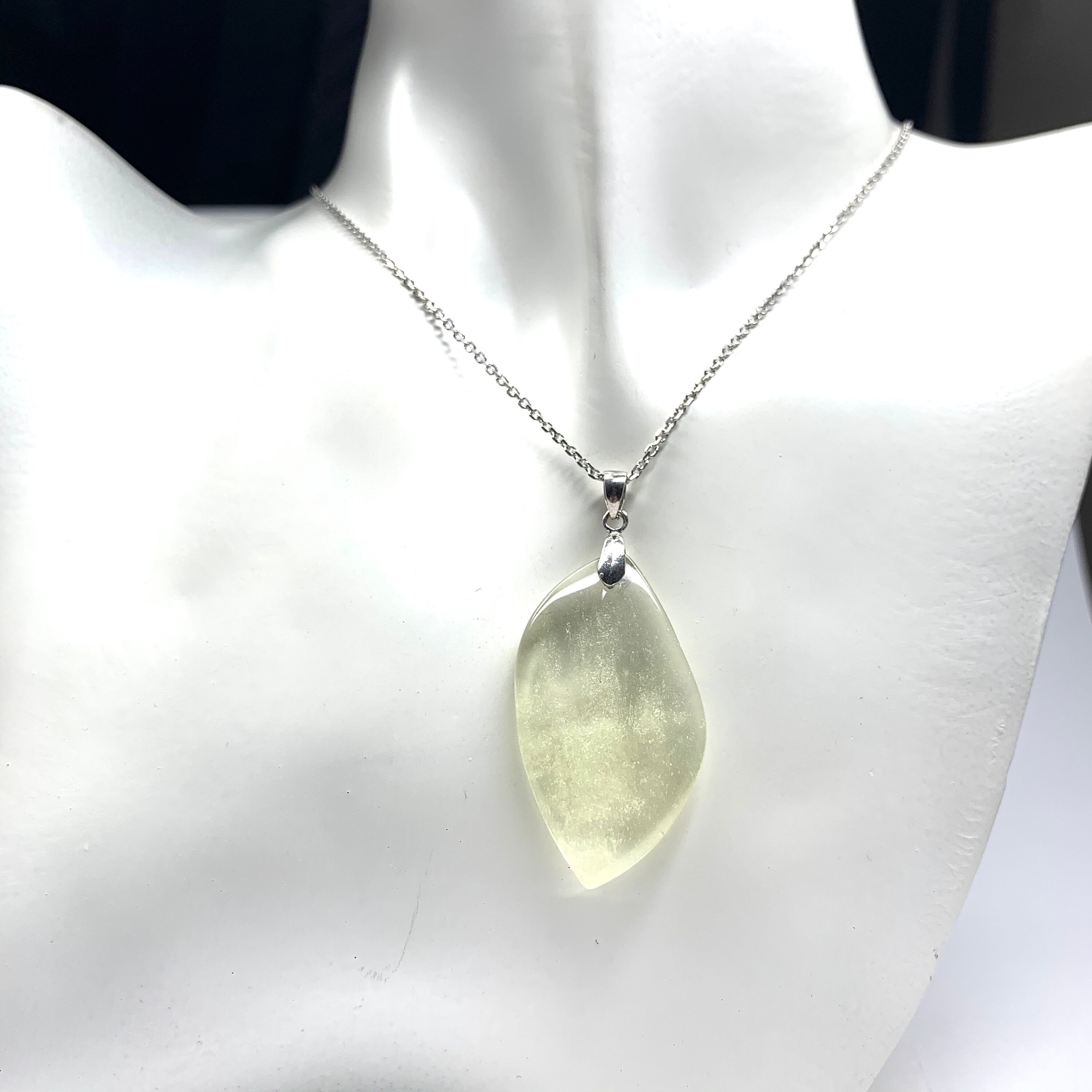 Libyan Desert Glass Silver Necklace / Sterling Silver / | Etsy