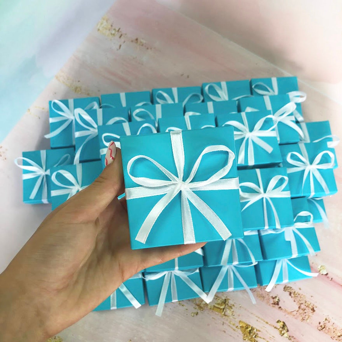Teal Blue Gift Box for Message in a Bottle Cute Packaging - Etsy