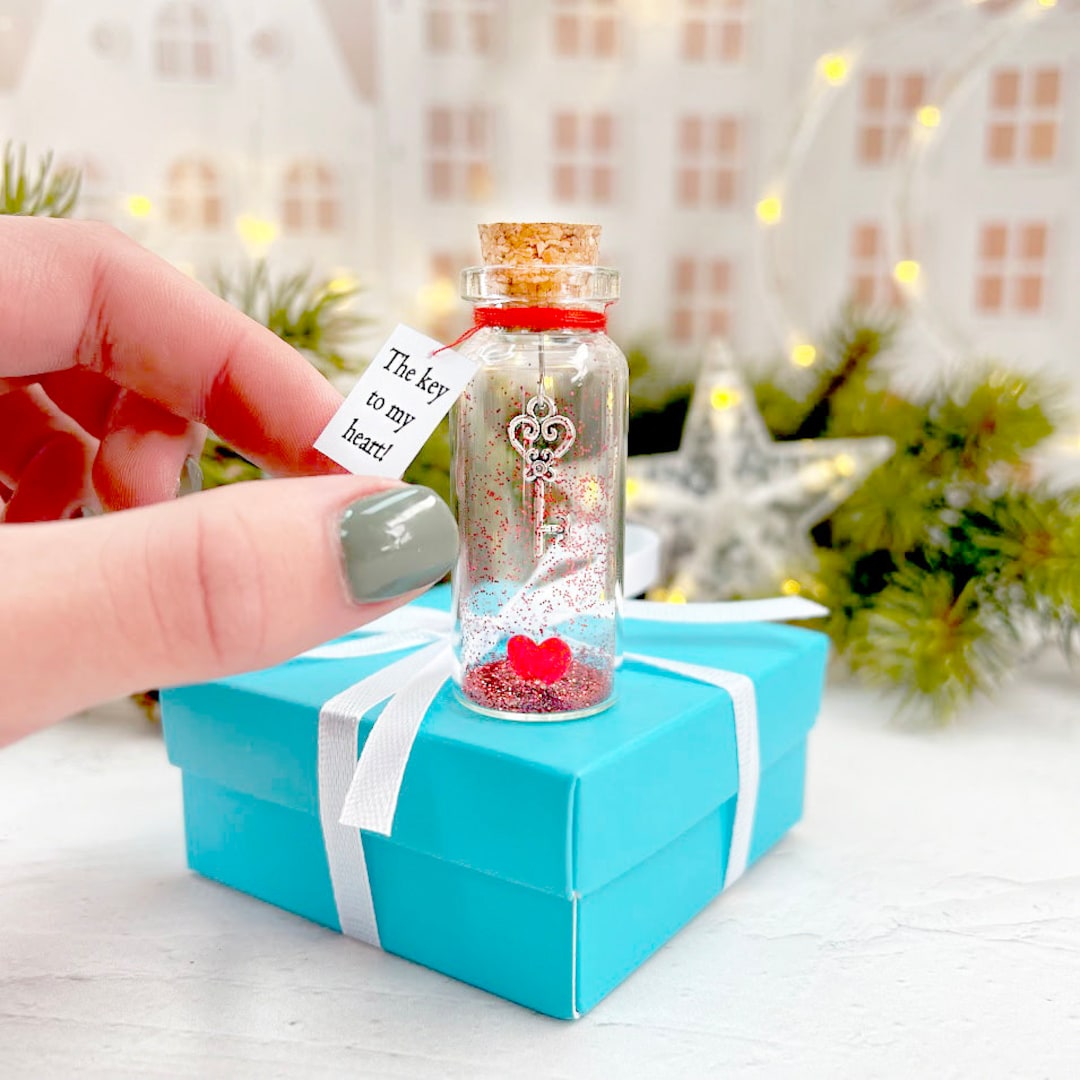 Message in a Bottle With Key and Heart, Key to My Heart Anniversary ...