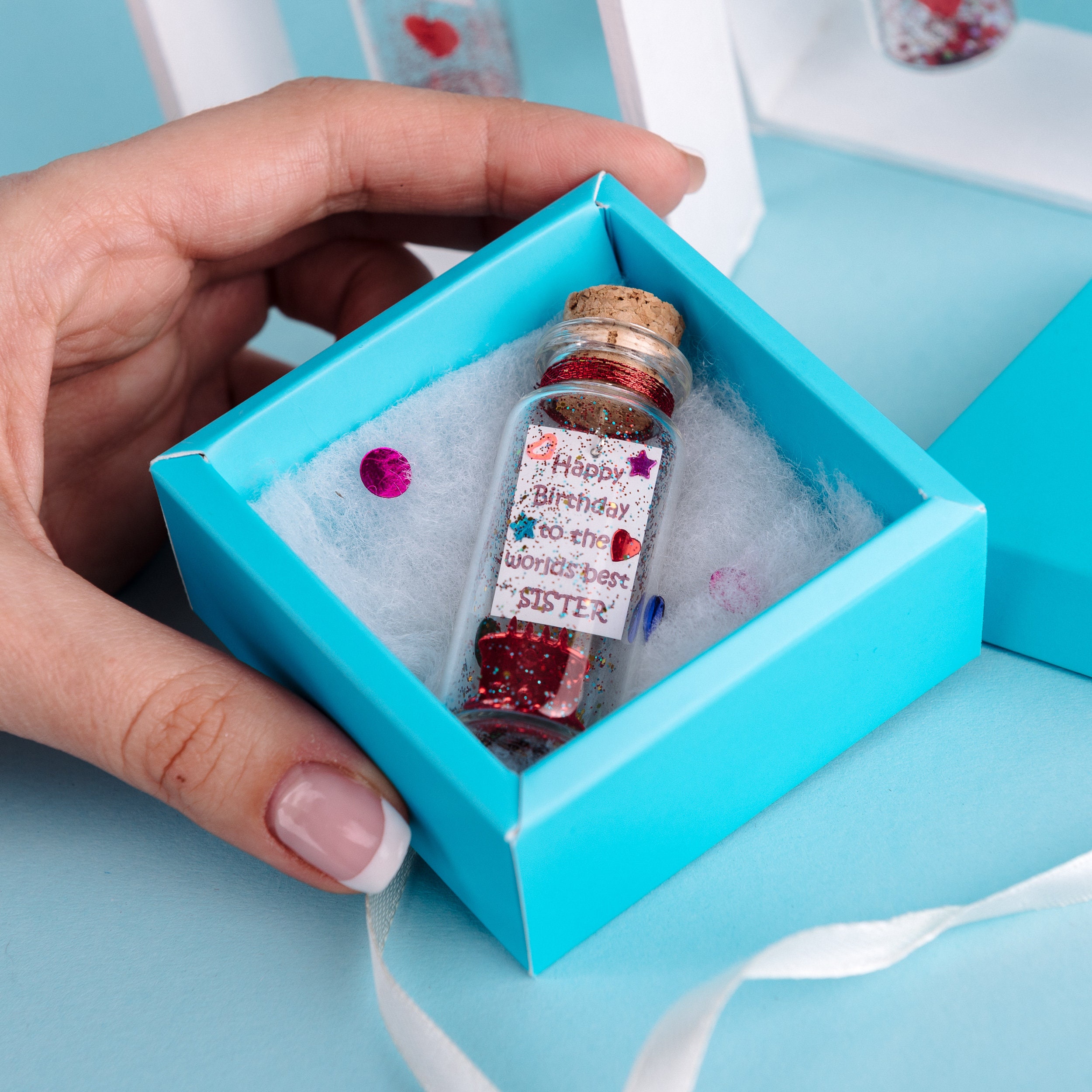 Teal Blue Gift Box for Message in a Bottle, Cute Packaging - Etsy
