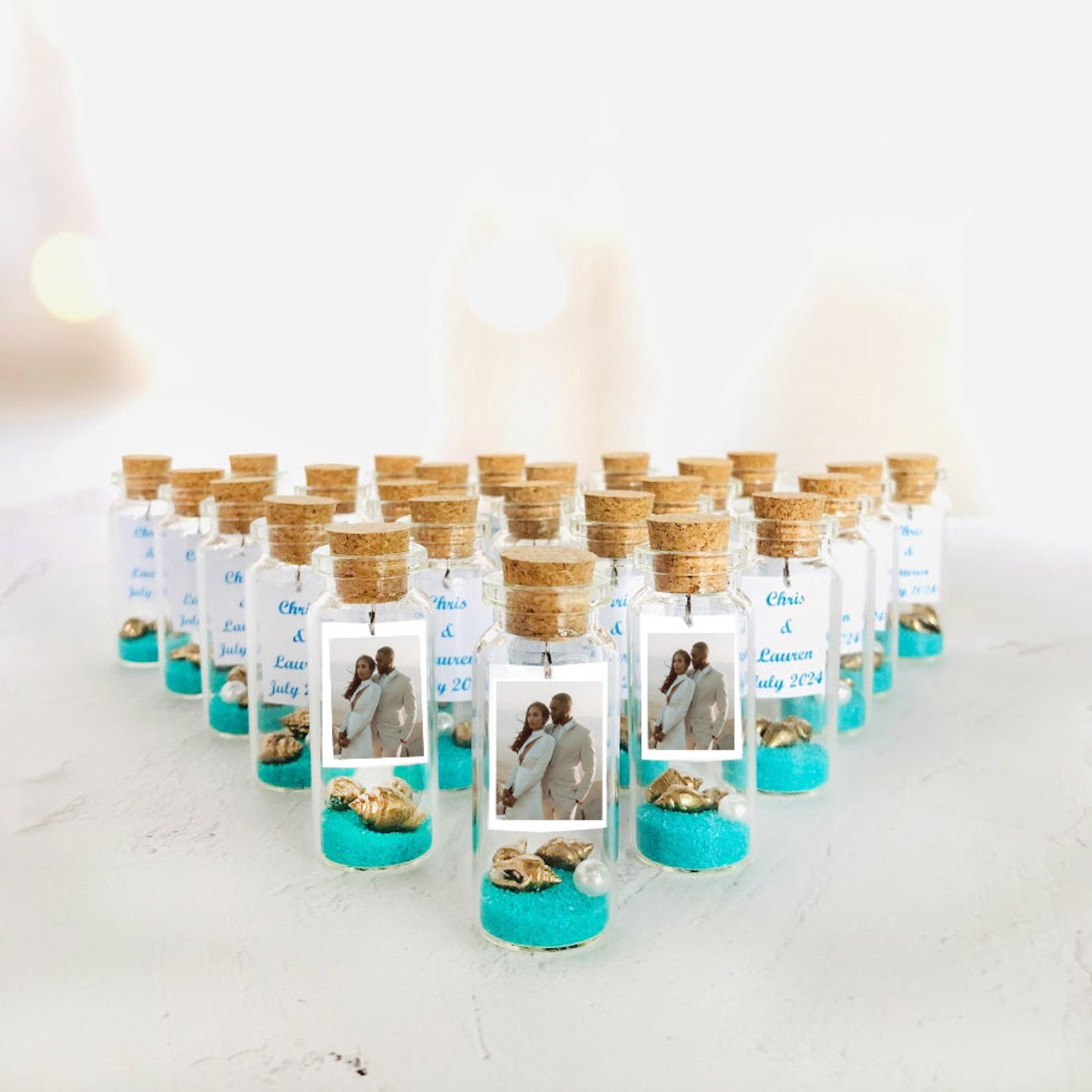 Sand, Shells and Message in a Bottle Beach Wedding Favors, Gifts for ...