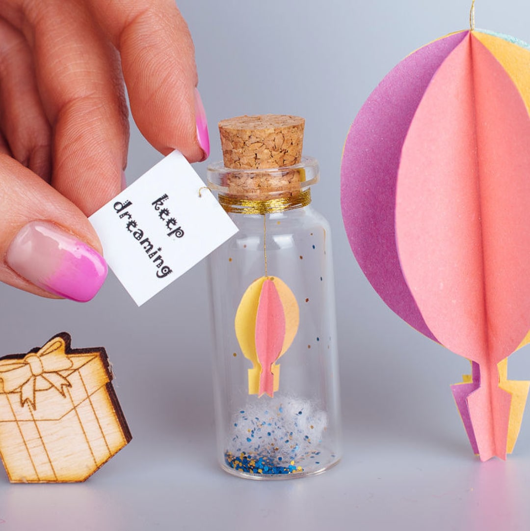 Friendship Gift Miniature Hot Air Balloon Message in a Bottle ...