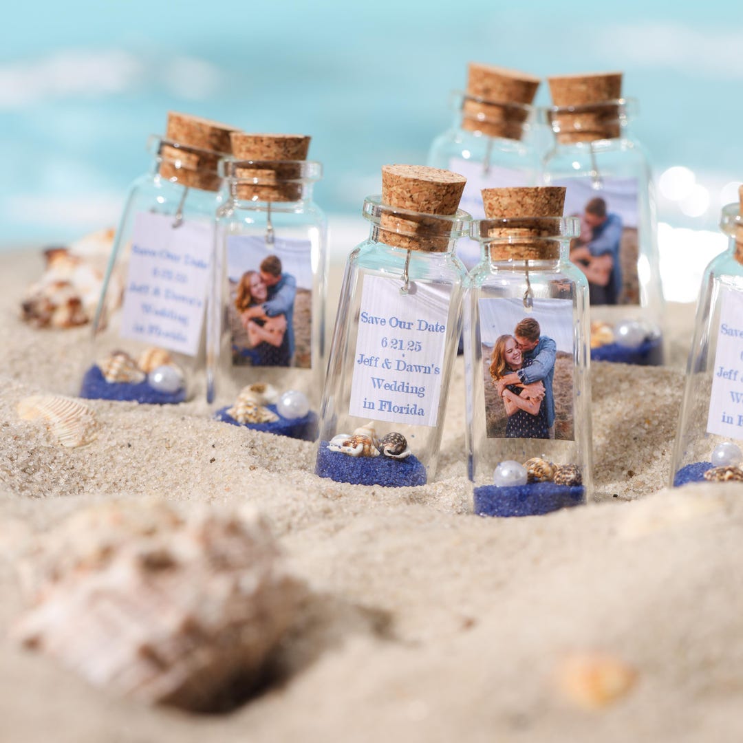 10 Beach Wedding Favors: Personalized Photo Keepsakes in Bottles ...