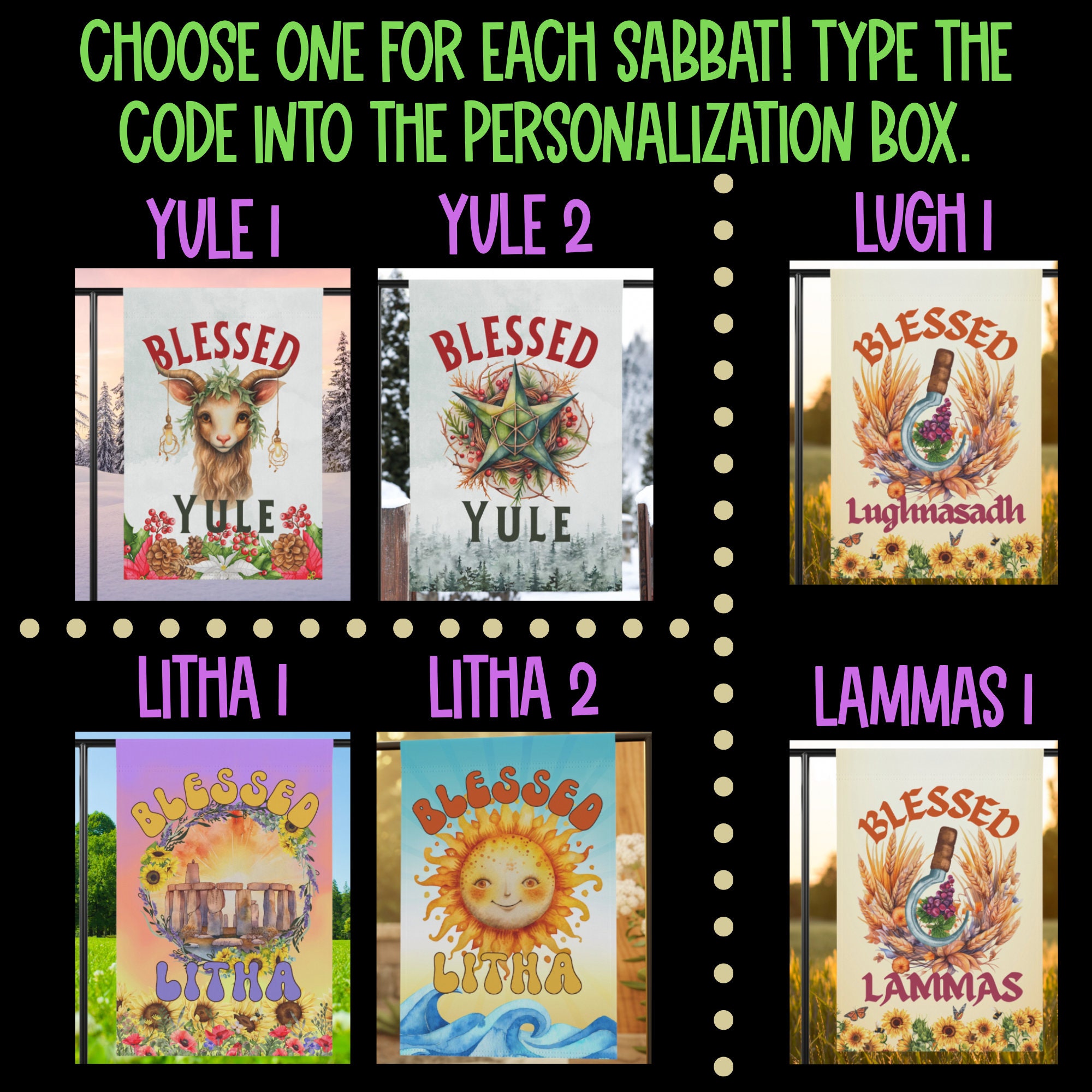 Wheel of the Year 8 Sabbats Garden Flags Bundle, Witchcraft Banner Yard ...