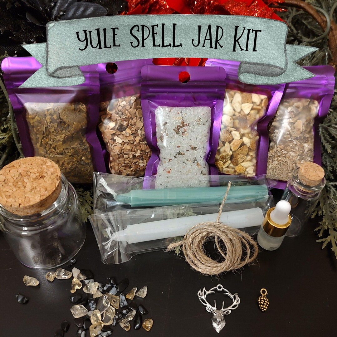 Yule Spell Jar Ritual Kit, Wheel of the Year Witchcraft Set, Beginner ...