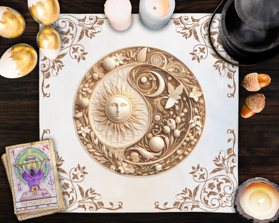 Ostara Altar Cloth Mabon Tarot Wrap Watercolor Wicca Wheel of the Year ...